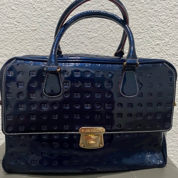 Arcadia | Bags | Arcadia Italian Ocean Blue Embossed Patent Leather Bag ...